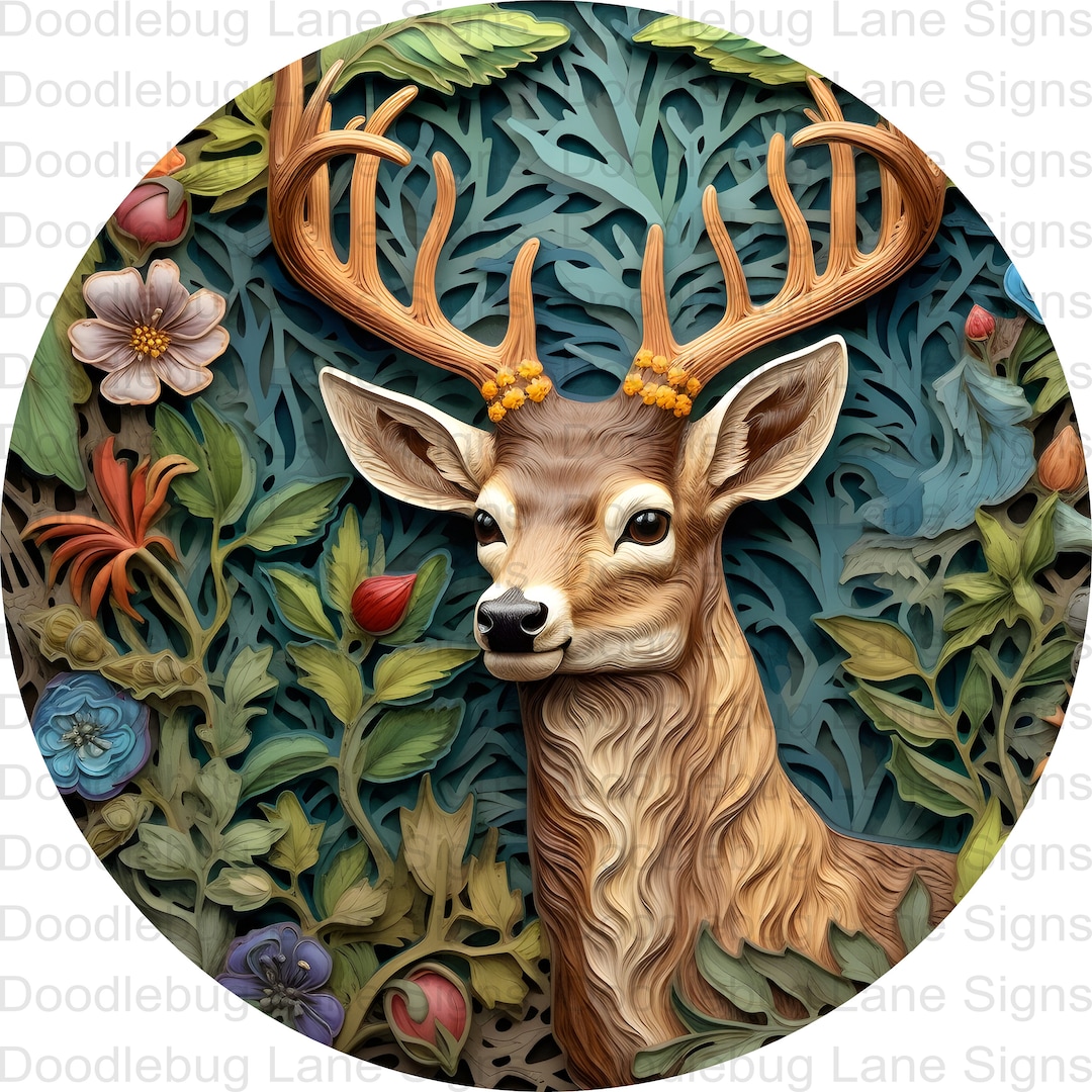 3D Deer Wreath Sign - Fall Sign - Woodland Animals - Metal Deer Sign ...