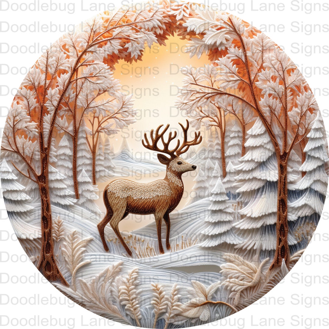 Christmas Wreath Sign-christmas Deer-winter Wreath Sign-reindeer Wreath ...