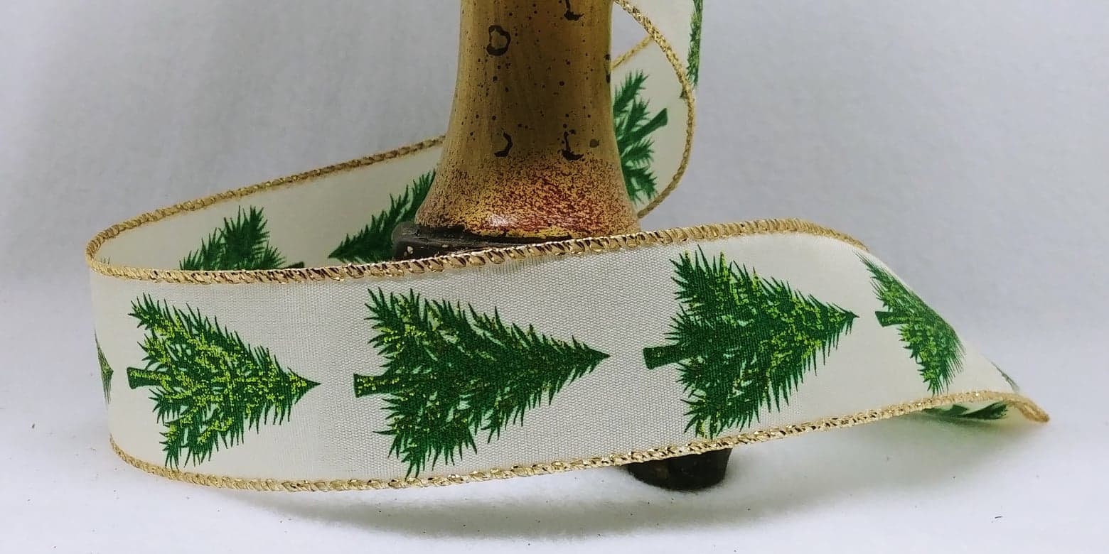 Christmas Ribbon Christmas Tree Wired Ribbon 1.5 x | Etsy