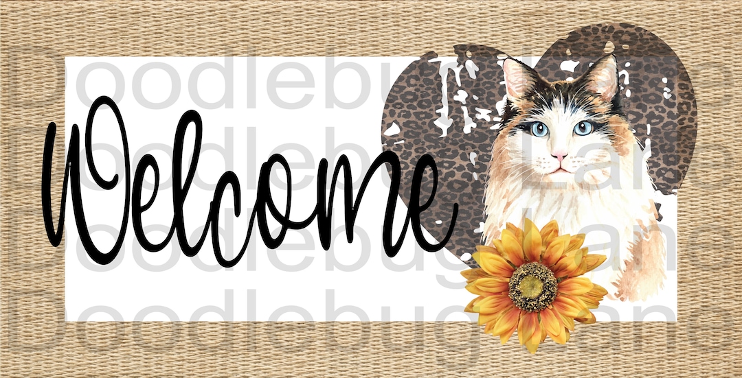 Welcome Cat Sign-metal Wreath Sign-welcome Sign-cat Sign-tabby Cat ...