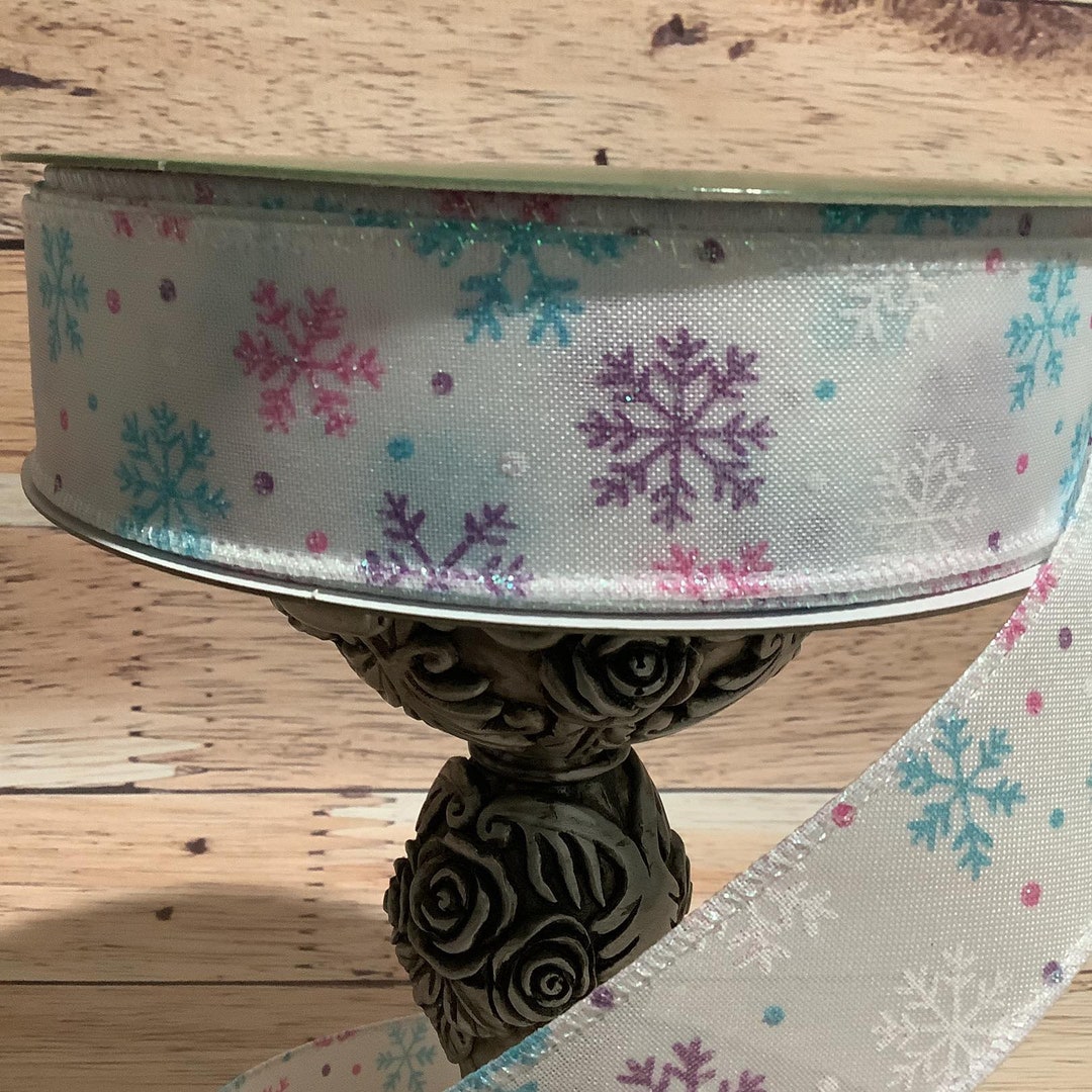 Snowflake Wired Ribbon - Pink-blue-white and Purple Snowflakes ...