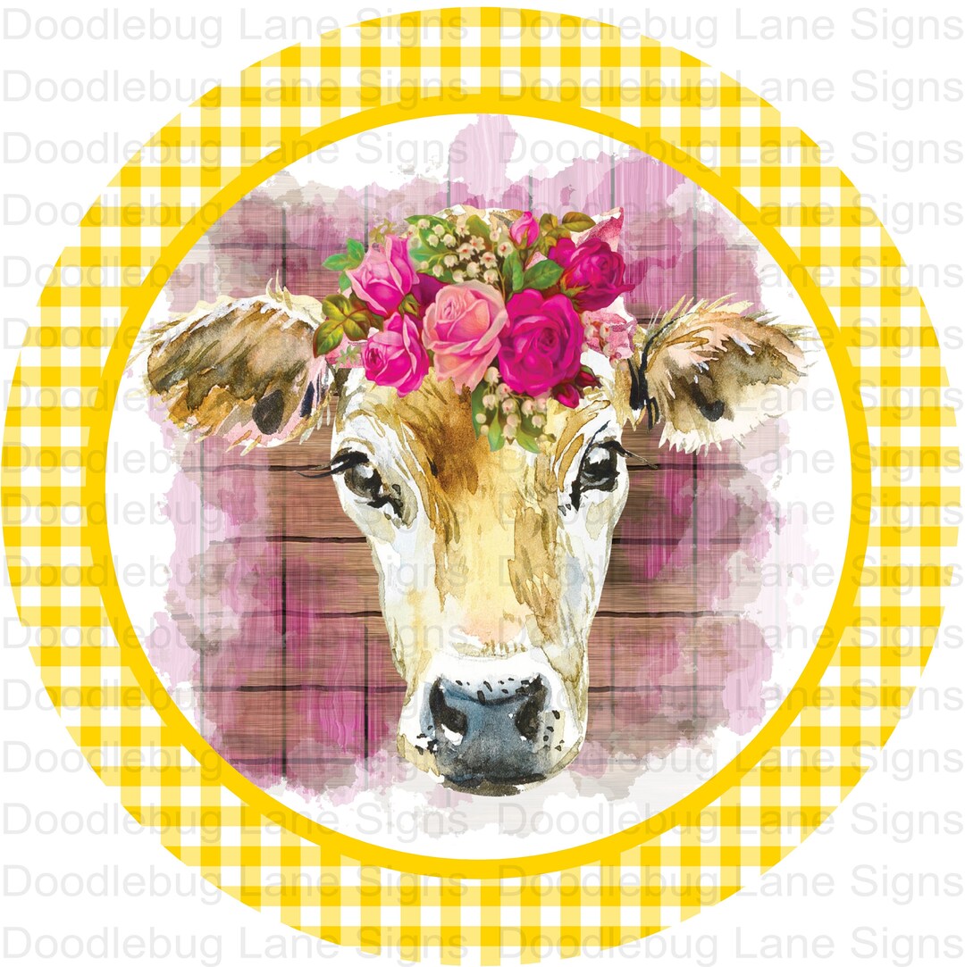 Farmhouse Wreath Sign-cow Wreath Sign-farm Animal Sign-round Wreath ...