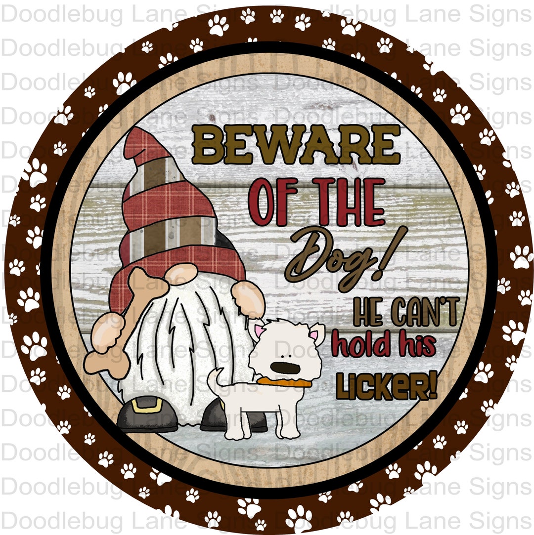 Beware of Dog- Dog Wreath Sign-funny Wreath Sign-paw Print Sign-gnome ...