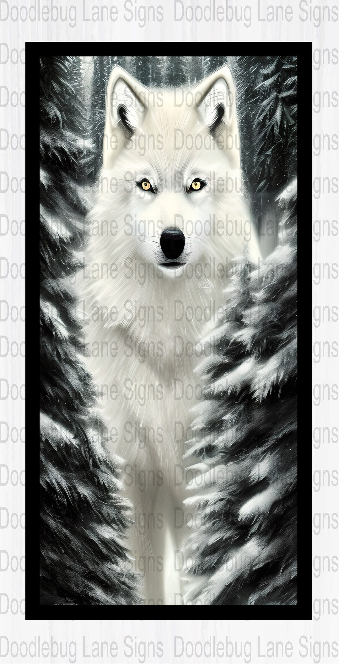 Wolf Wreath Sign - Winter Wolf - Winter Wreath Sign - White Wolf ...