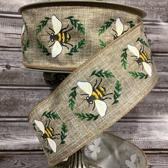 Spring Ribbon Bumble Bee Ribbon Bee Ribbon Wired Ribbon | Etsy
