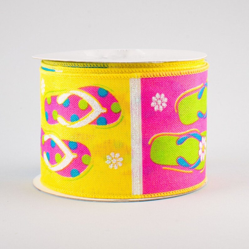 Wired Ribbon Flip Flop Ribbon Summer Ribbon Pool Theme - Etsy