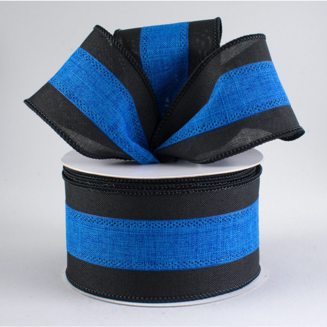 Wired Ribbon - Royal Burlap Black and Blue Ribbon - Police Support ...