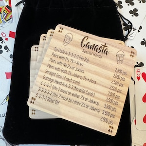 Canasta Special Hands Coasters: Engraved Wood, Set of Four - Etsy