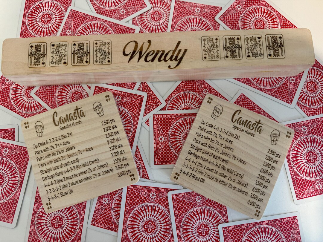 Personalized Card Rack and 2 Canasta Special Hands Coasters - Etsy