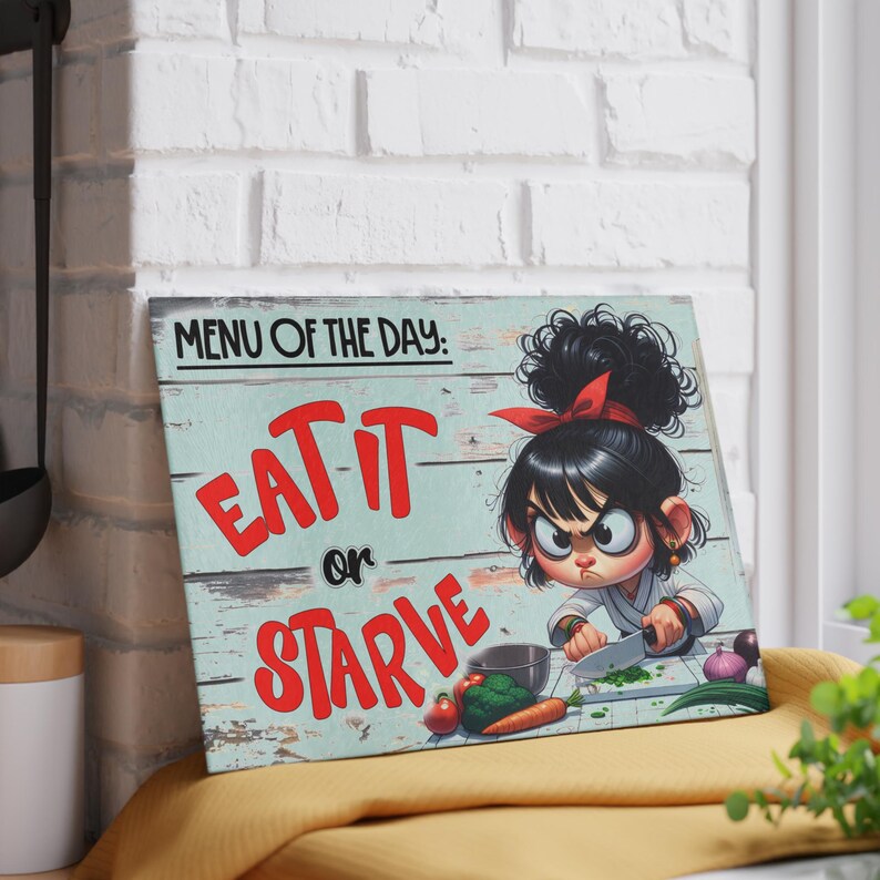 Humorous Glass Cutting Board - Kitchen Decor, Cooking Gift, Menu of the ...