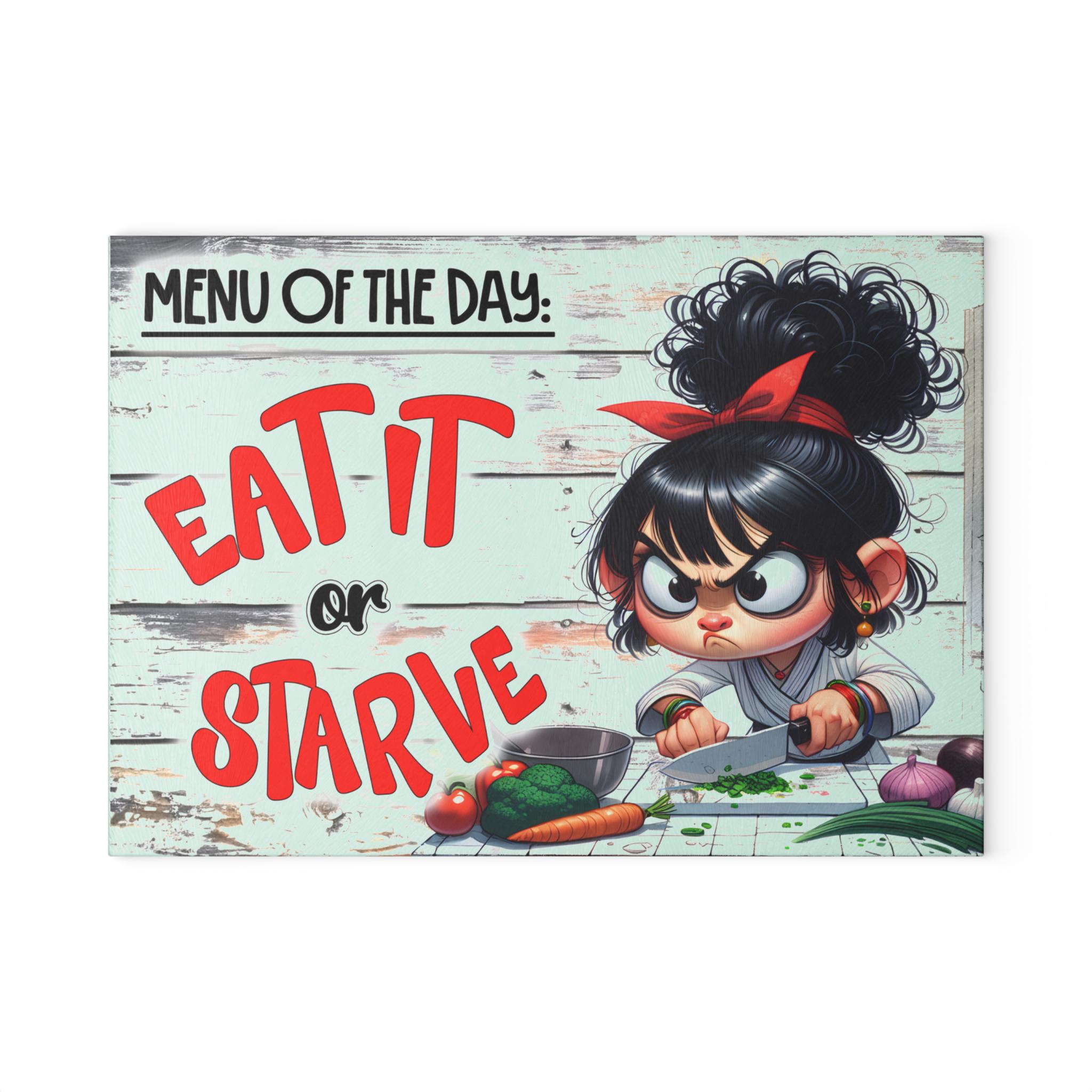 Humorous Glass Cutting Board - Kitchen Decor, Cooking Gift, Menu of the ...
