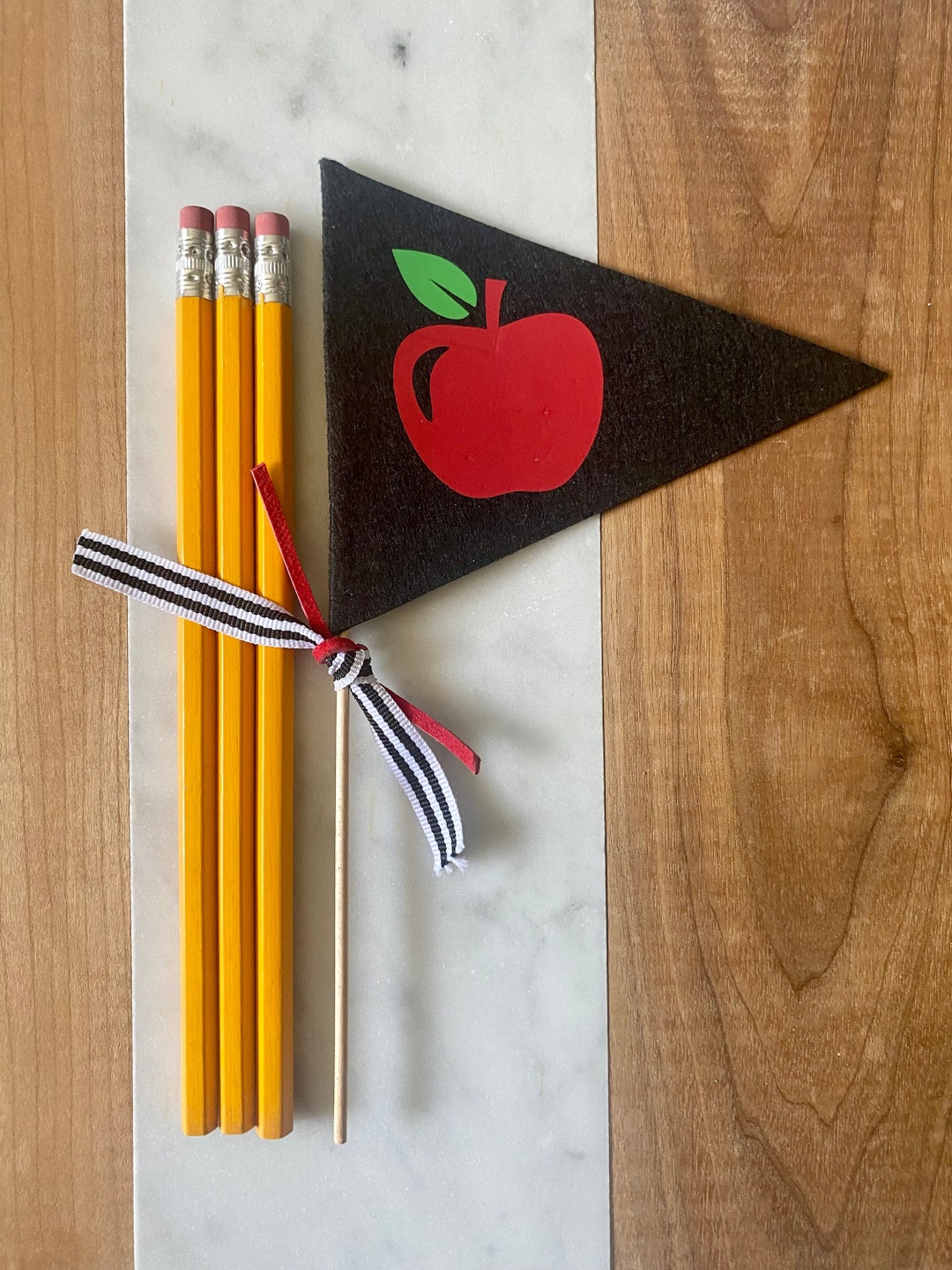 Mini Apple | First Day of School Felt Pennant Flag | Back to School ...