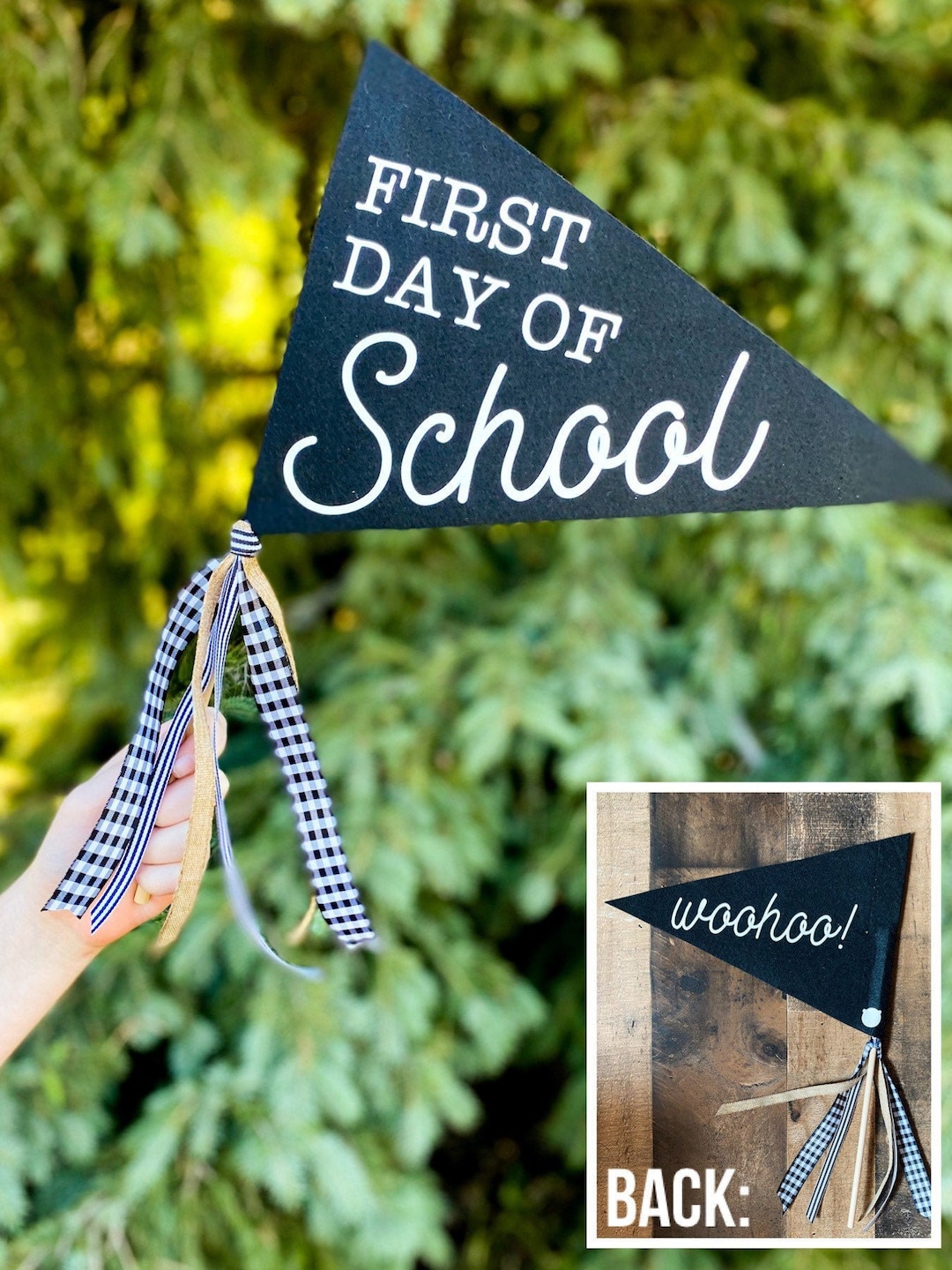 First Day of School Felt Pennant Flag | Back to School Sign - Etsy