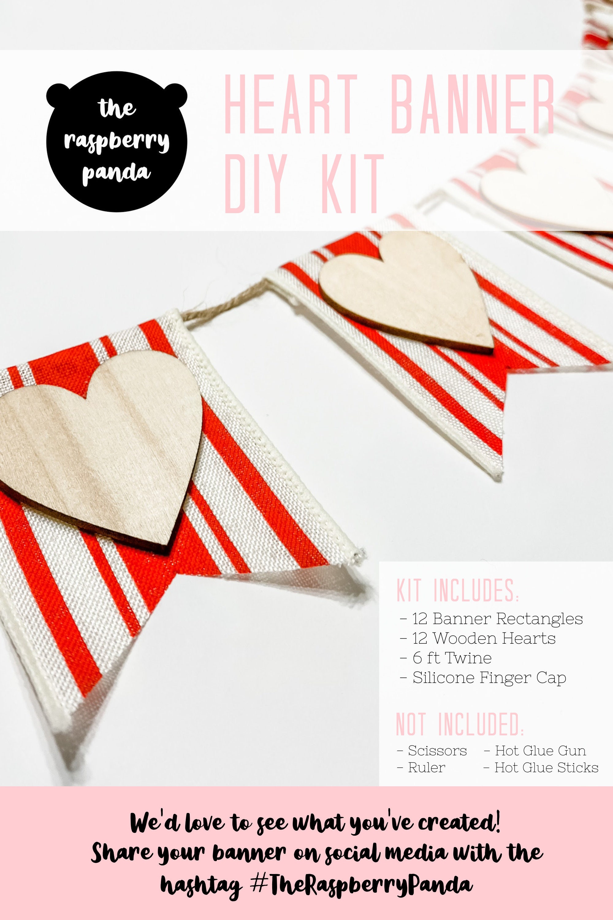 Heart Banner DIY Kit Banner Garland Valentine DIY | Etsy