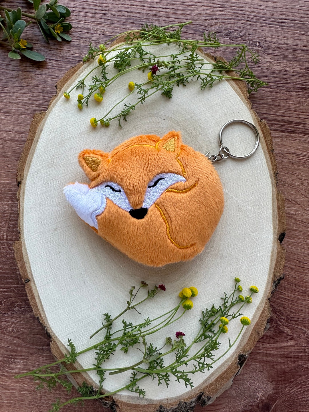 Sleeping Fox Plush Keychain - Etsy