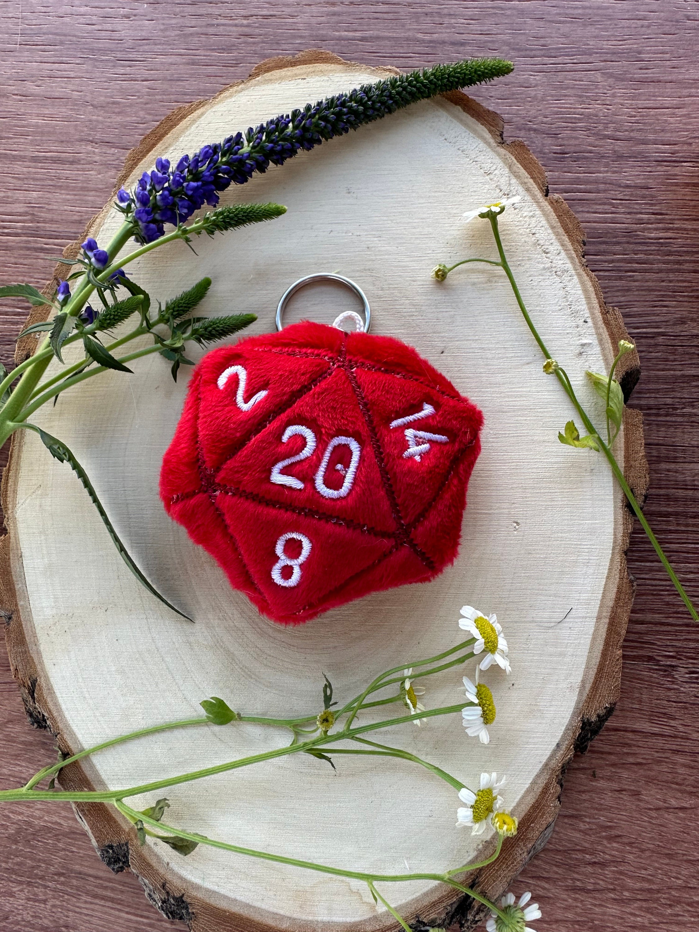 D20 Dice Dnd Plush Keychain - Etsy