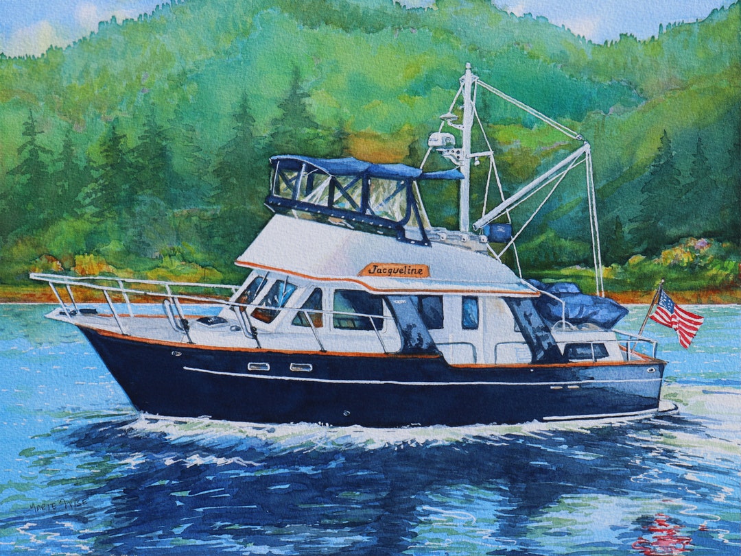 Custom Fishing Boat Painting in Watercolor Boat Portrait - Etsy