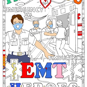 Thank You EMT Heroes Coloring Page – Printable Art (digital Download ...