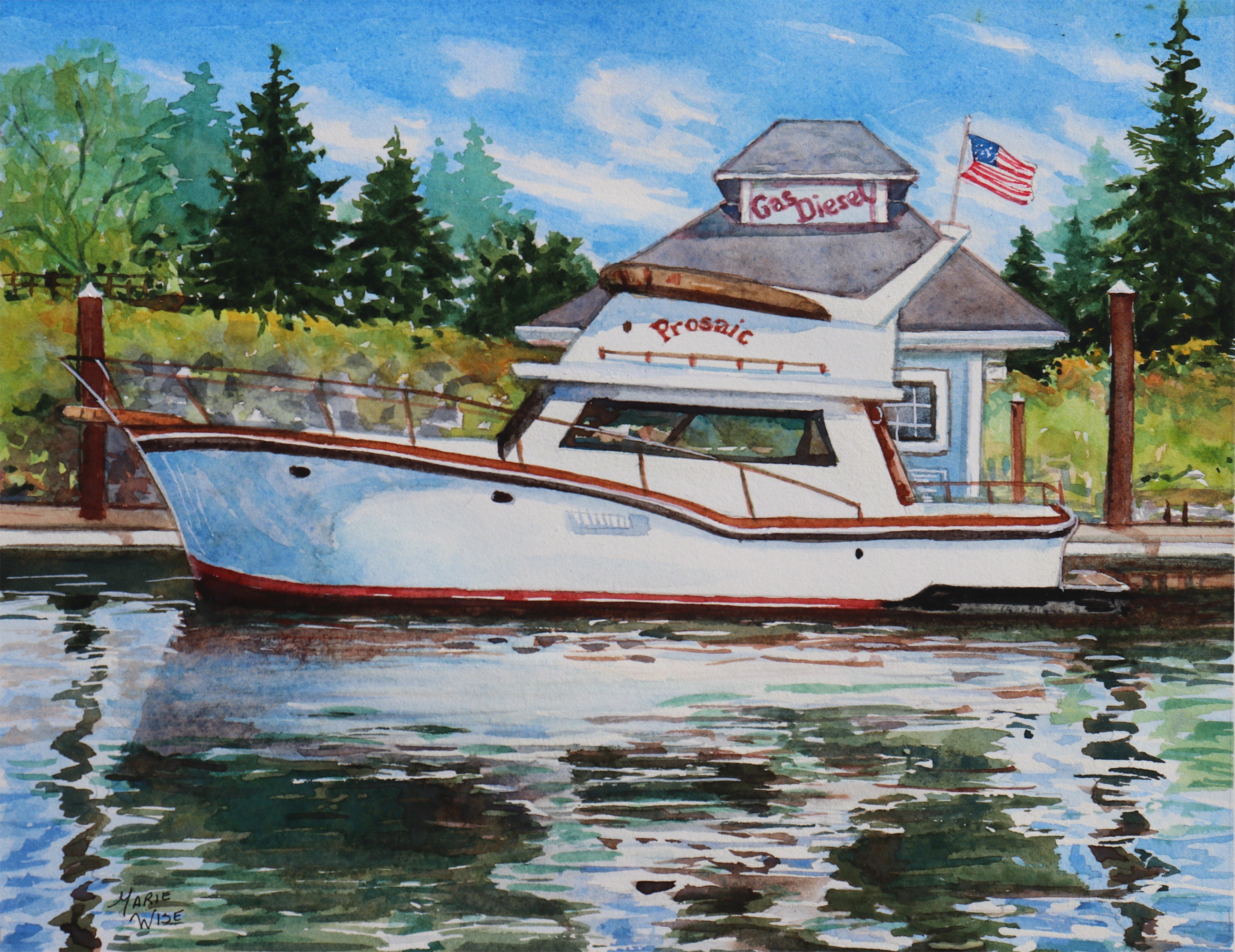 Custom Boat Painting in Watercolor Original Boat Landscape - Etsy