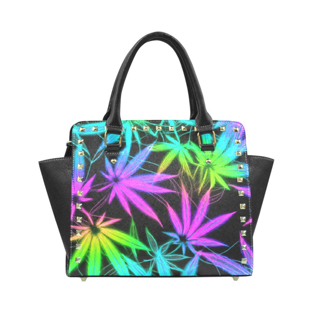 Neon Marijuana Leaf Bag / Studded Handbag Purse / Stoner - Etsy