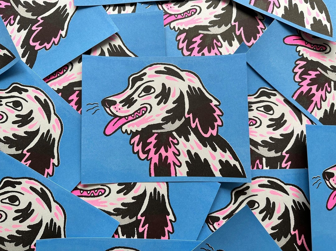 Splotched Dog Risograph Print - Etsy