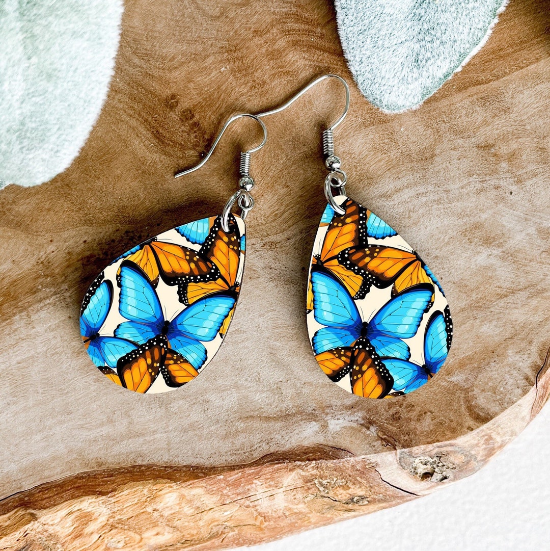 Butterfly Earrings, Monarch Butterfly Earrings, Nature Earrings, Tear ...