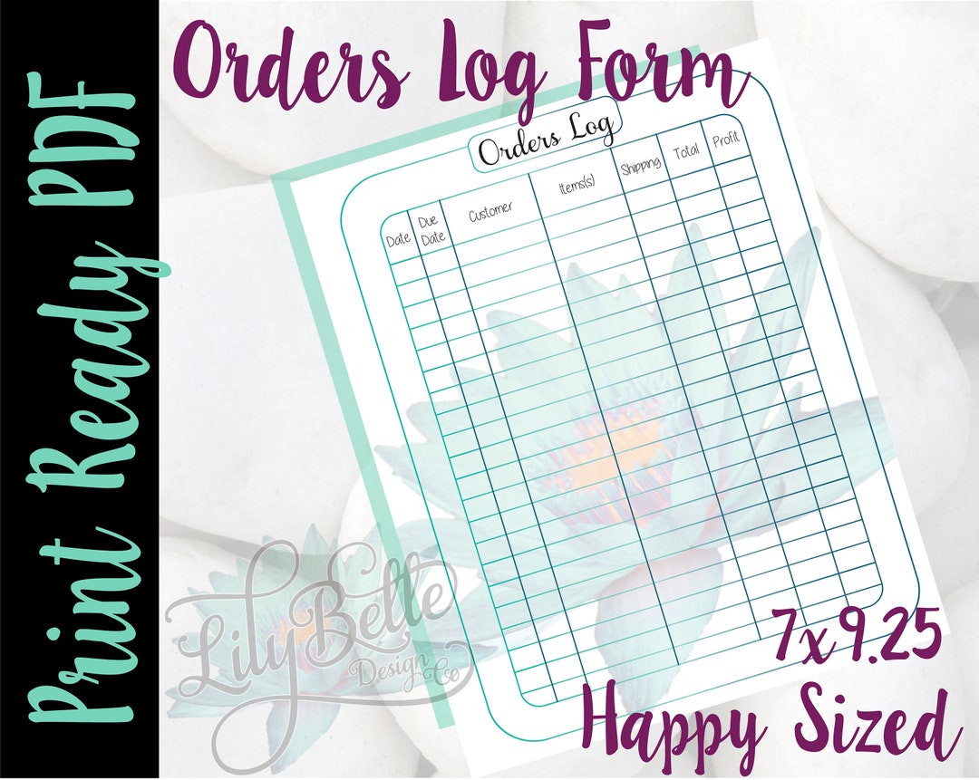 Order Log Tracker Print Ready Form in PDF Perfectly Sized for Those ...
