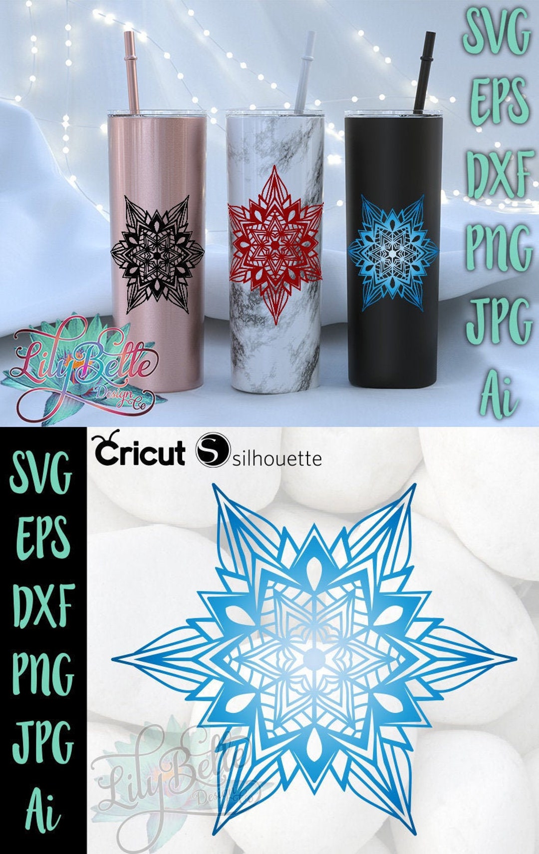Snowflake Winter Mandala | SVG | PNG | Cut File | Digital File | Cricut ...