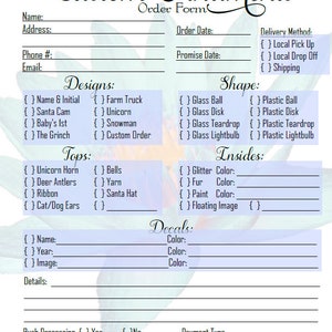 Custom Ornament DIY Editable Order Form Happy Planner Sized in PDF - Etsy