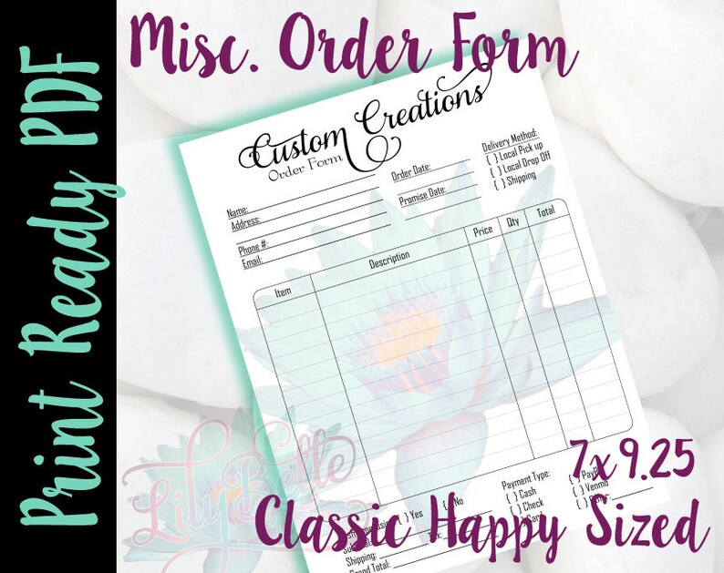 Misc. General Print Ready Order Form for Classic Happy - Etsy
