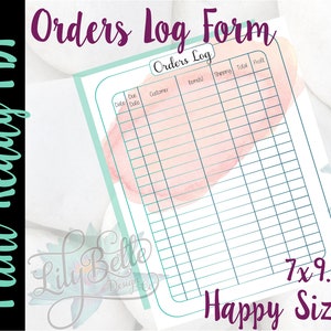 Order Log Tracker Print Ready Form in PDF Perfectly Sized for Those ...
