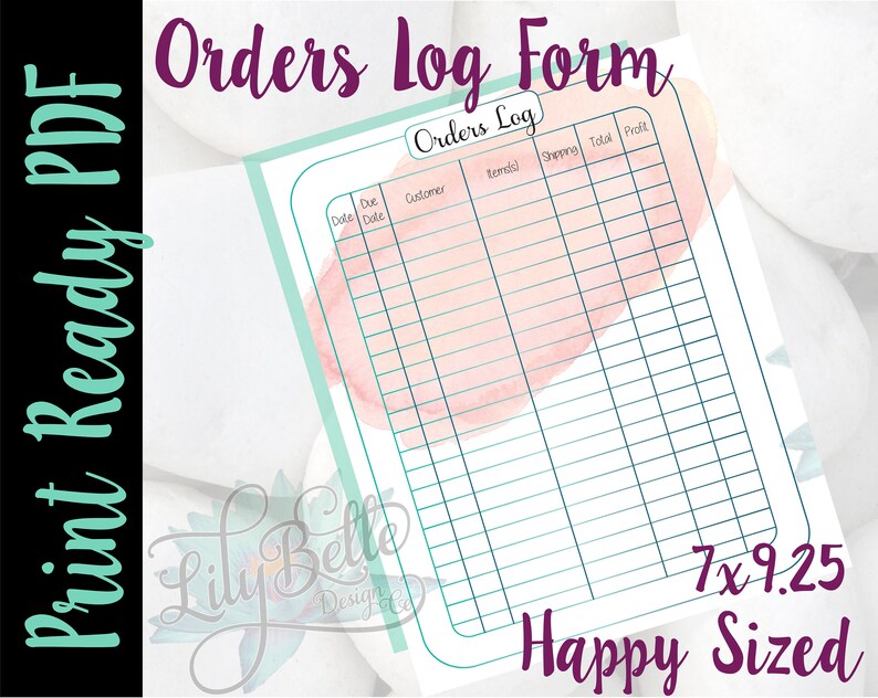 Order Log Tracker Print Ready Form in PDF Perfectly Sized for - Etsy