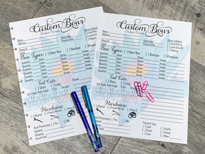 Custom Bows Print Ready Order Form in Letter Sized in Pdf Form - Etsy