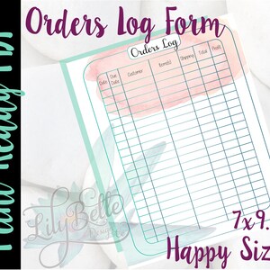Order Log Tracker Print Ready Form in PDF Perfectly Sized for Those ...