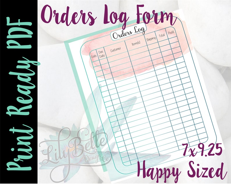 Order Log Tracker Print Ready Form in PDF Perfectly Sized for - Etsy
