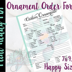 Custom Ornament Print Ready Order Form Happly Planner Sized in PDF - Etsy
