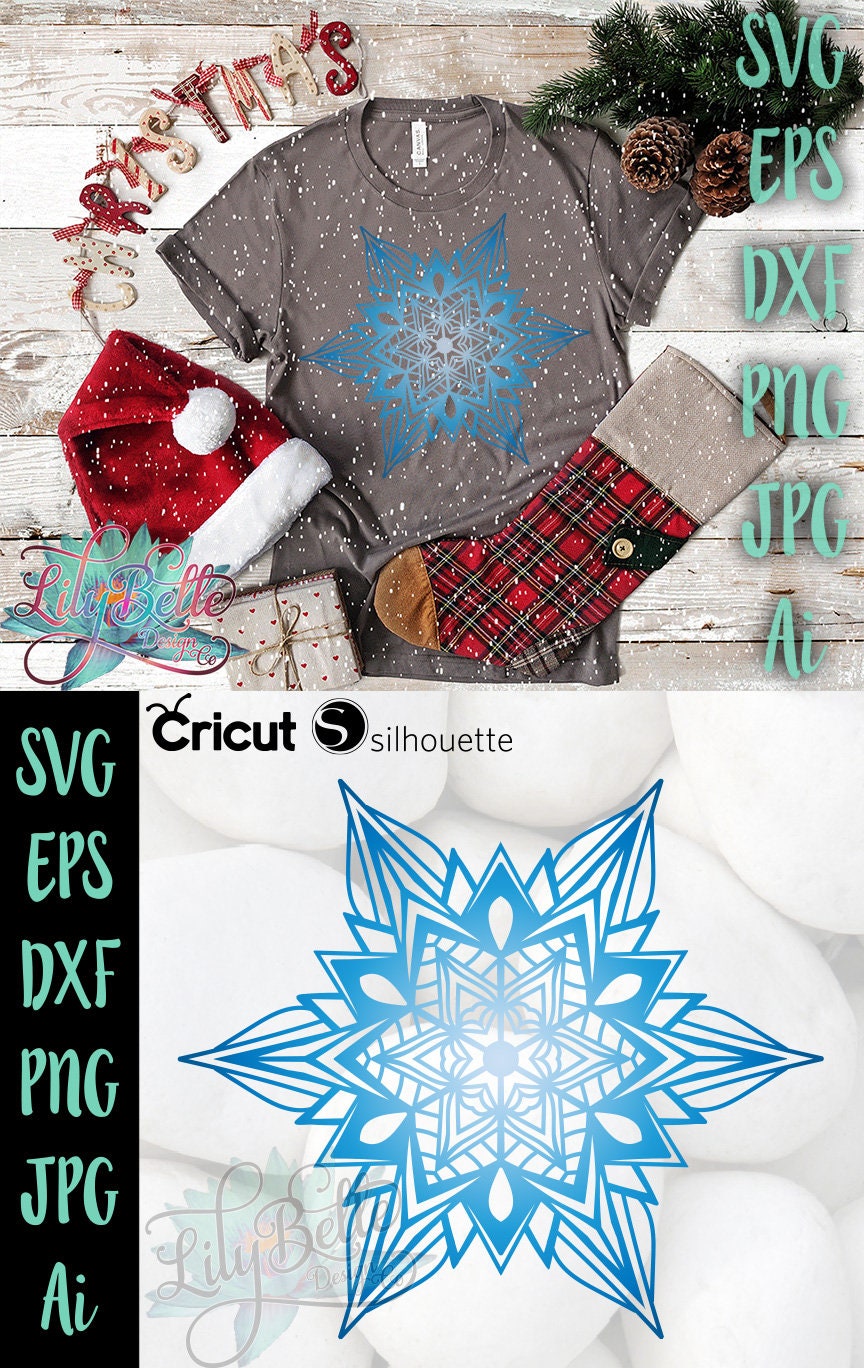 Snowflake Winter Mandala SVG PNG Cut File Digital File | Etsy