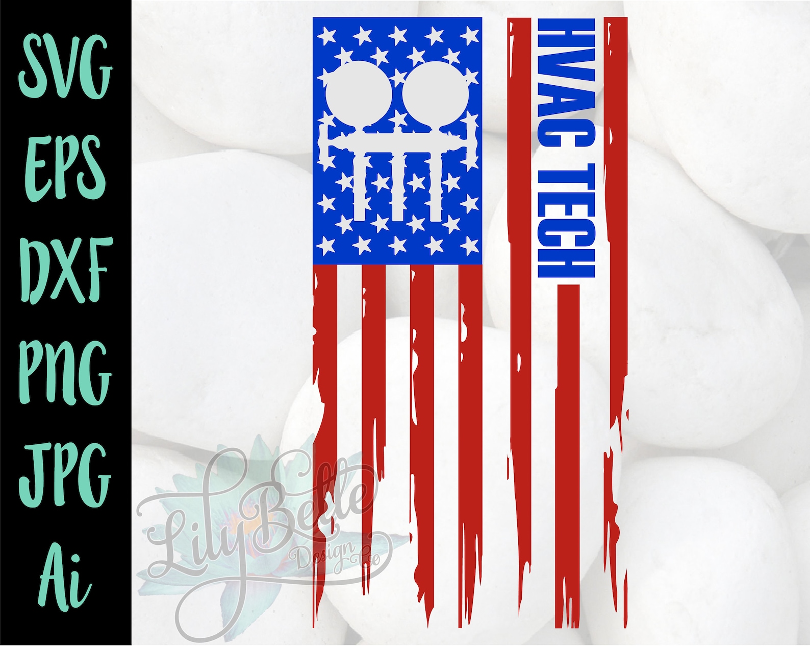 HVAC Tech American Distressed Flag Cricut SVG, Silhouette DXF Cut Files ...