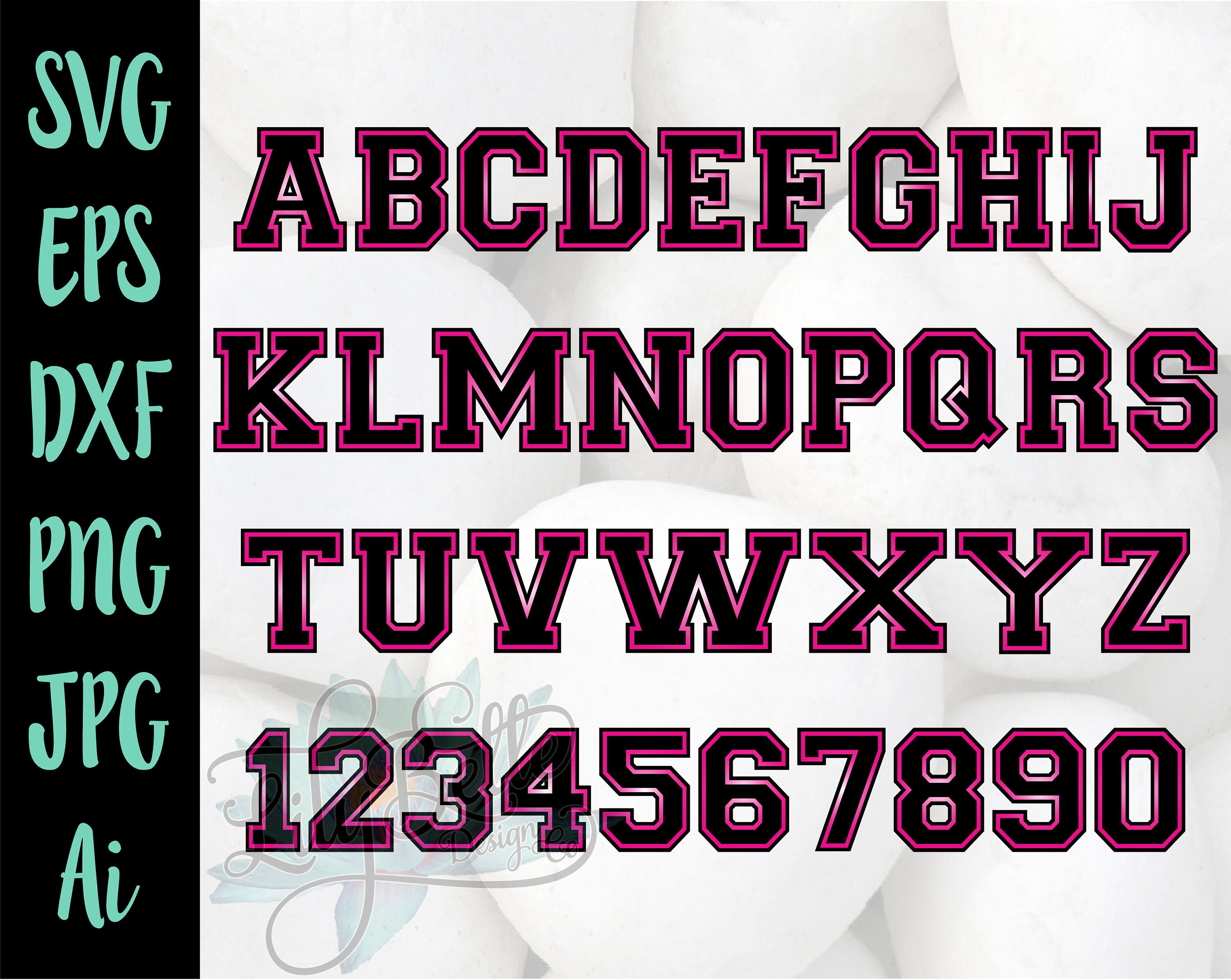 Varsity Lettering & Numbers Cricut SVG Silhouette DXF Cut - Etsy