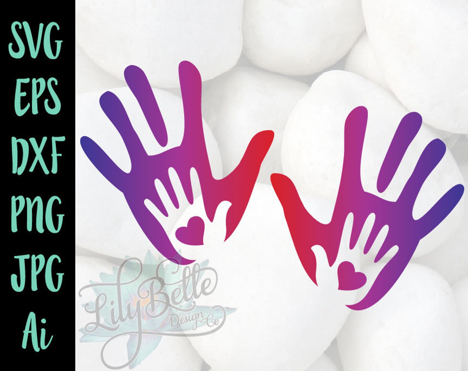 Mom and Baby Handprints With Offset SVG Digital Download for - Etsy