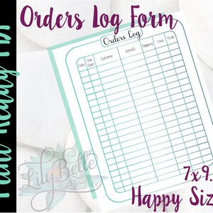 Order Log Tracker Print Ready Form in PDF Perfectly Sized for Those ...