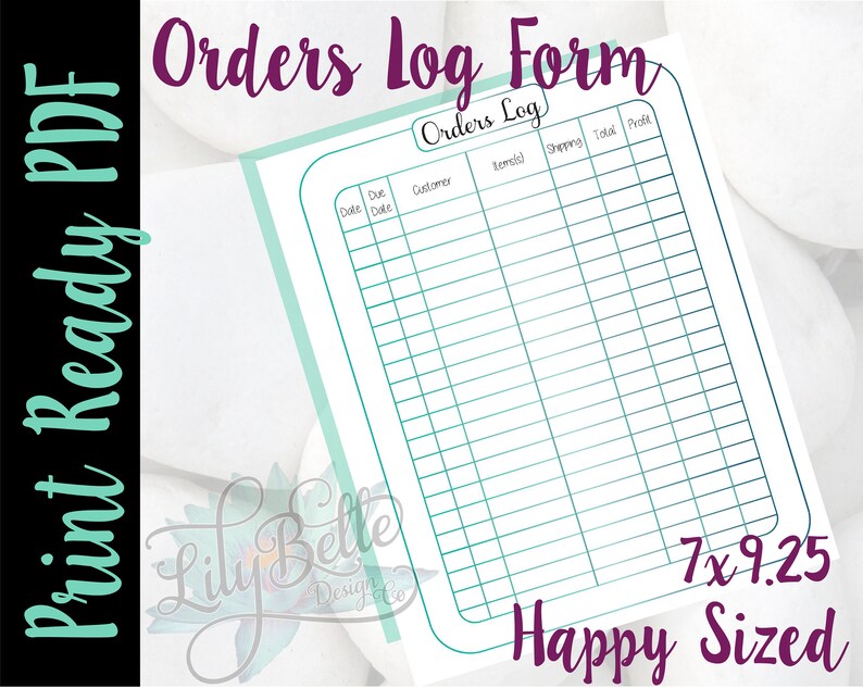 Order Log Tracker Print Ready Form in PDF Perfectly Sized for - Etsy