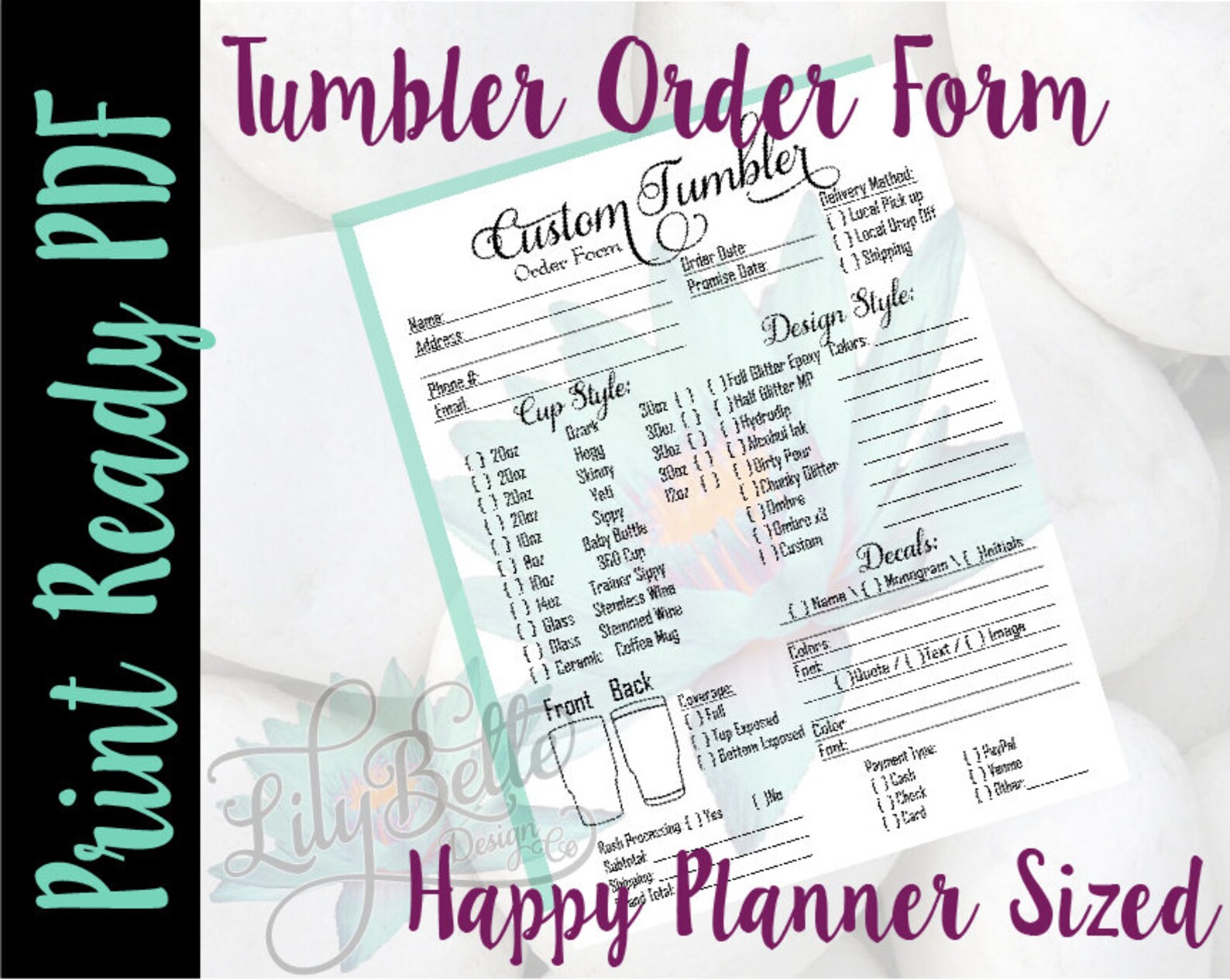 Custom Tumbler Print Ready Order Form Perfectly Sized for Those Happy ...