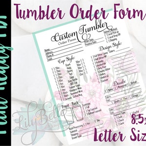 Custom Tumbler Print Ready Order Form Letter Size Pink Butterflies ...