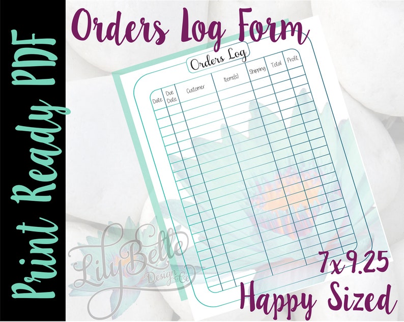 Order Log Tracker Print Ready Form in PDF Perfectly Sized for - Etsy