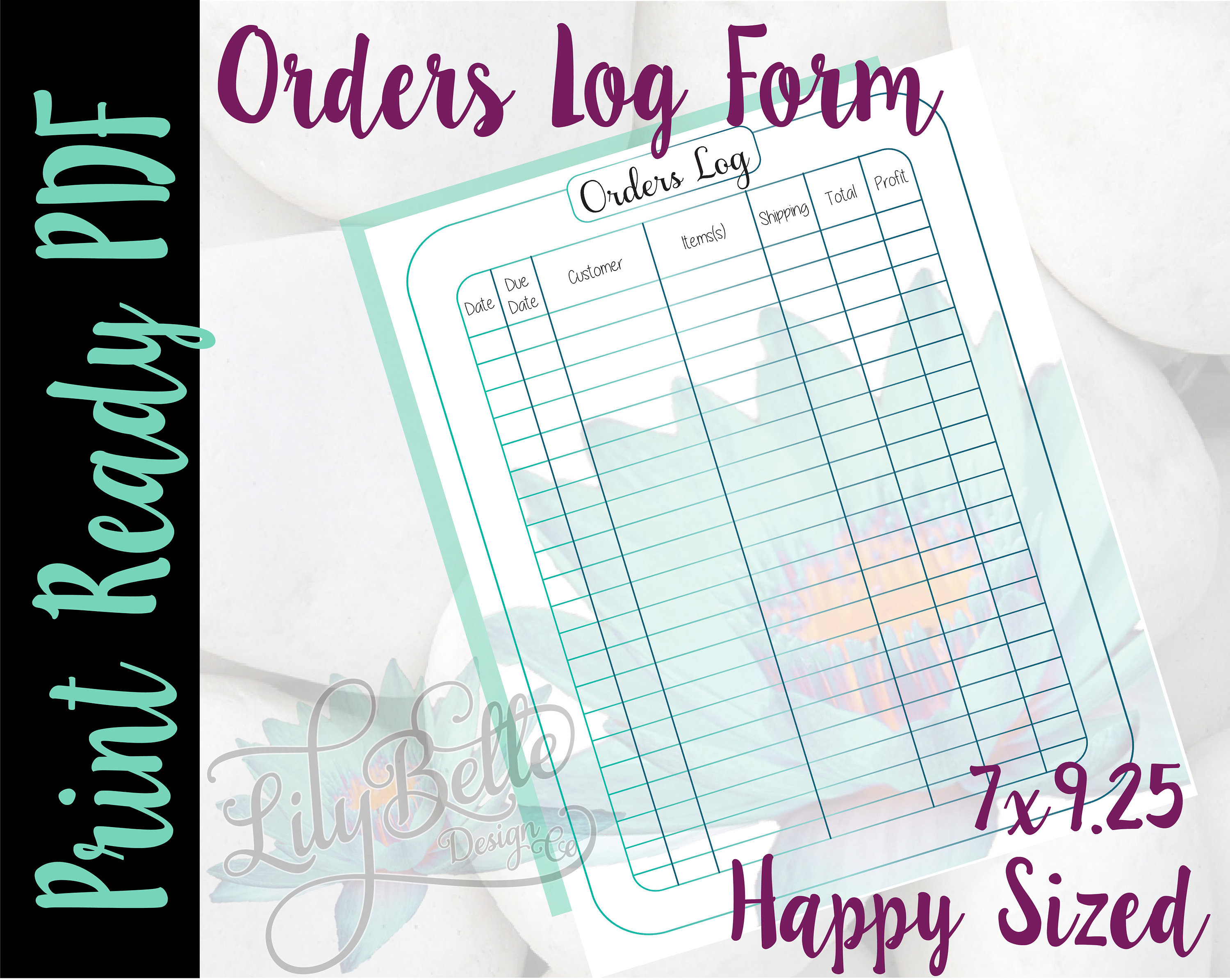Order Log Tracker Print Ready Form in PDF Perfectly Sized for - Etsy