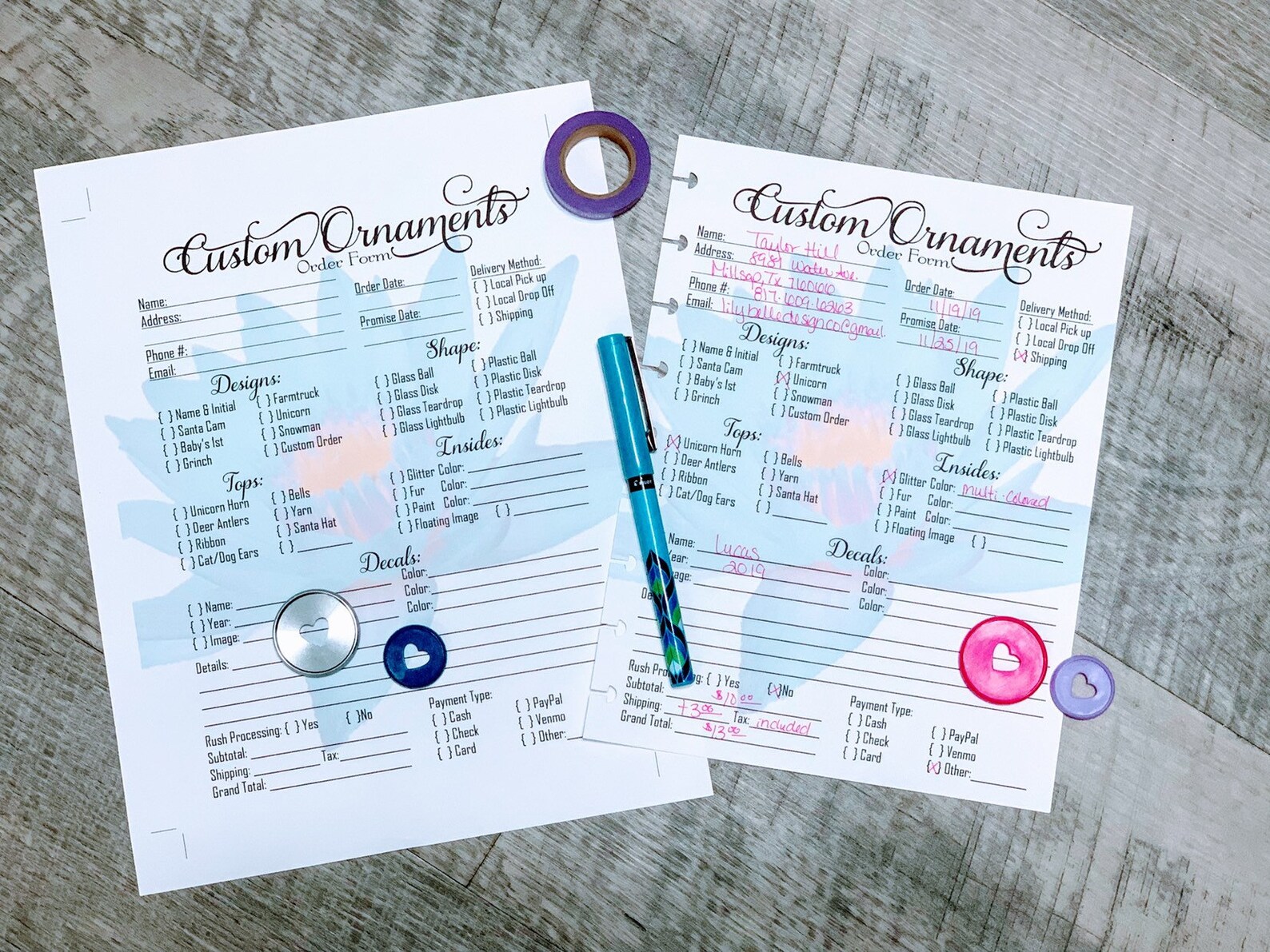 Custom Ornament DIY Editable Order Form Happy Planner Sized in - Etsy