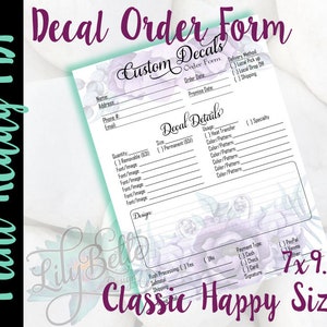 Custom Decal Print Ready Order Form With Purple Top and Bottom Bouquets ...