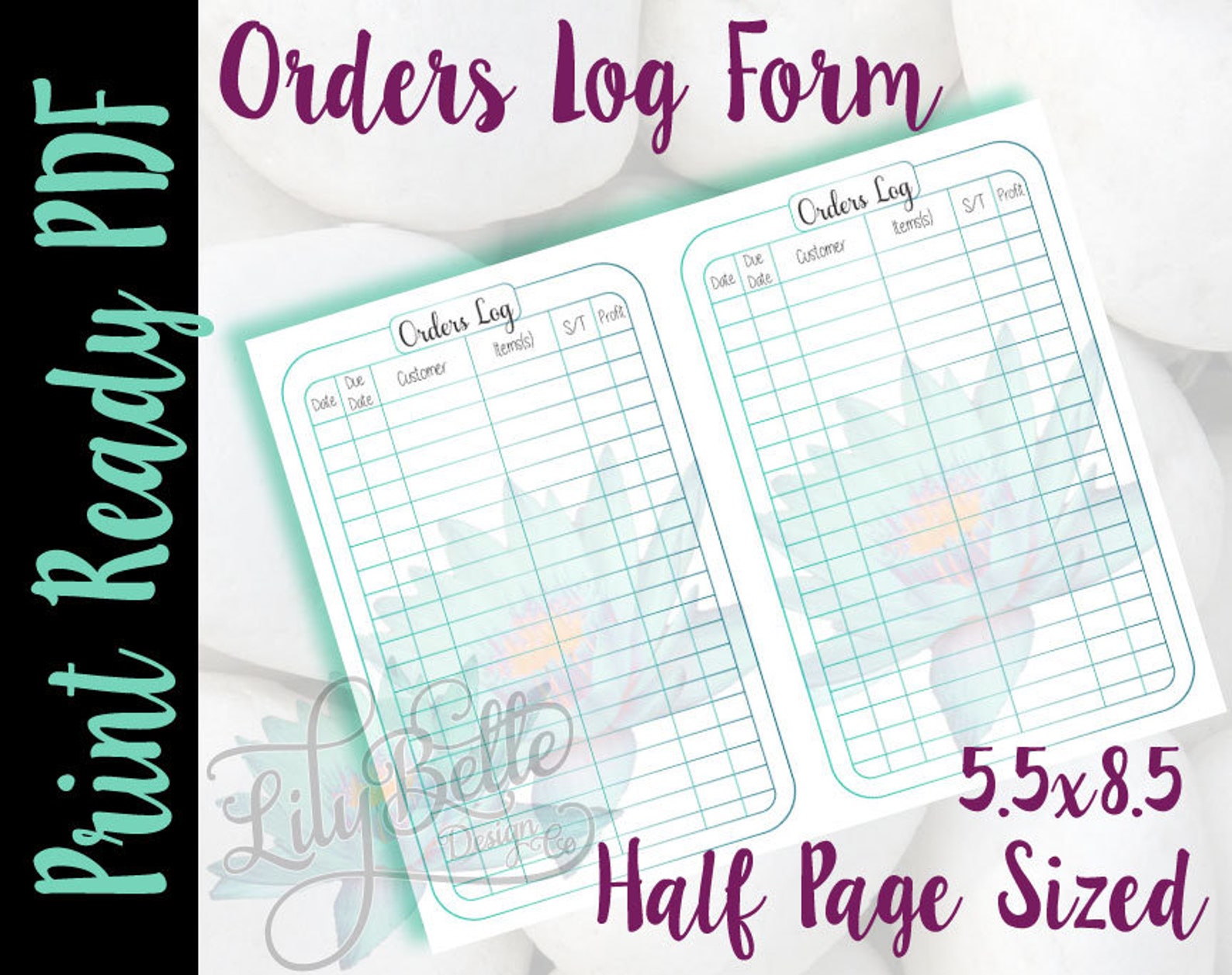 Order Log Tracker Print Ready Form in PDF Half Paged Size for - Etsy