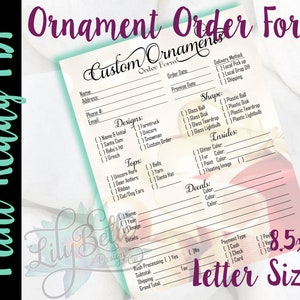 Custom Ornament Print Ready Order Form in Letter Sized PDF With a ...